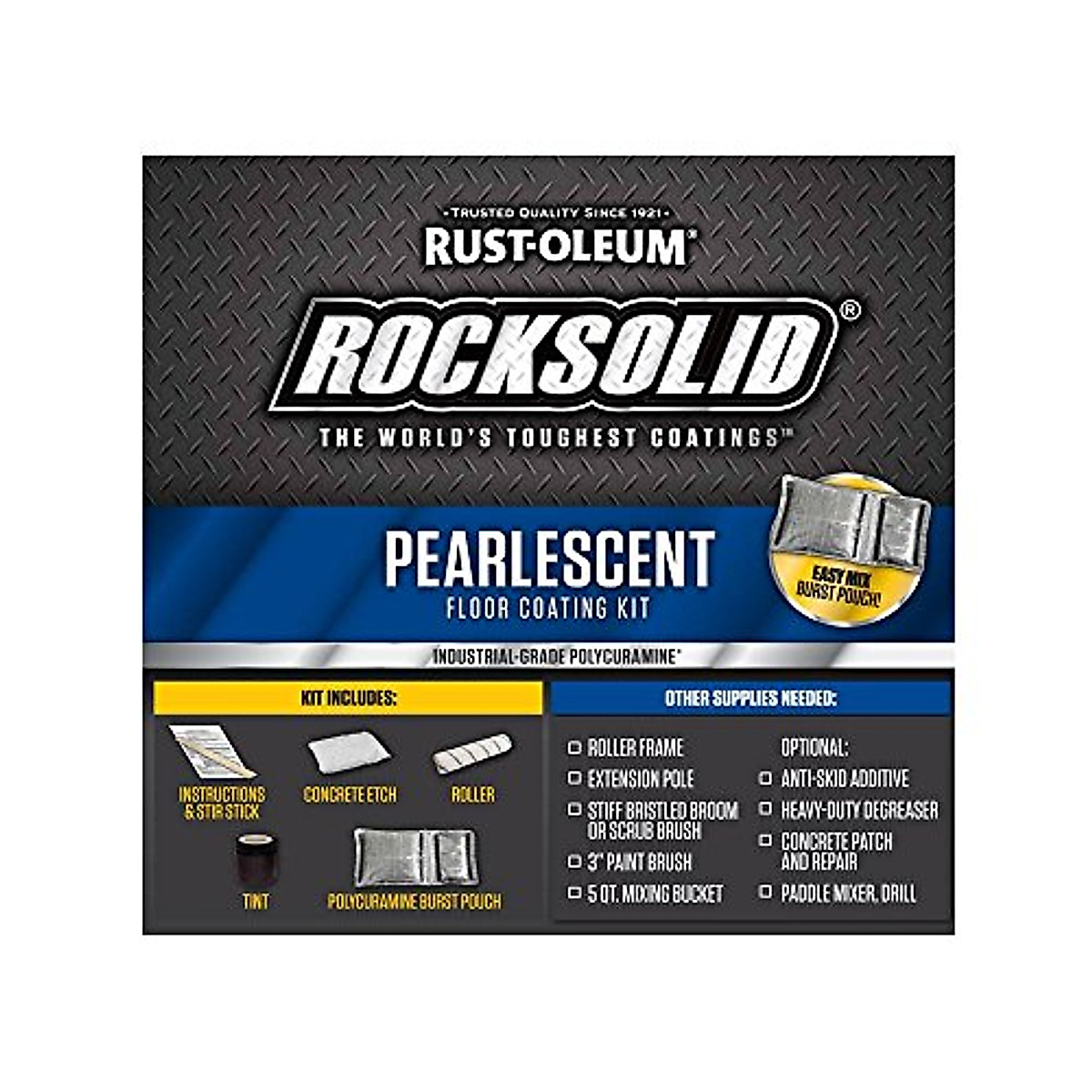 Rust-Oleum 306325 Rock-Solid Pearlescent Garage Floor Coating Kit, 1 Count (Pack of 1), Pearl Black, 128 Fl Oz