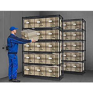 Heavy Duty 6-Tier Storage Shelves Adjustable NSF Garage Shelving with Wheels & Adjustable Feets,Free Standing Shelves for Storage Closet Pantry Garage Wire Shelving Unit Metal Shelving,48"Lx18"Wx72"H