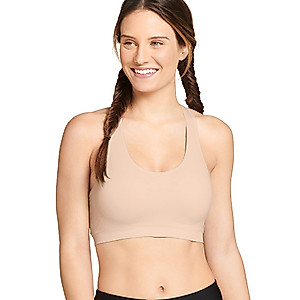 Jockey Women's Bra Mid Impact Removable Cup Seamless Sports Bra, Light, XL