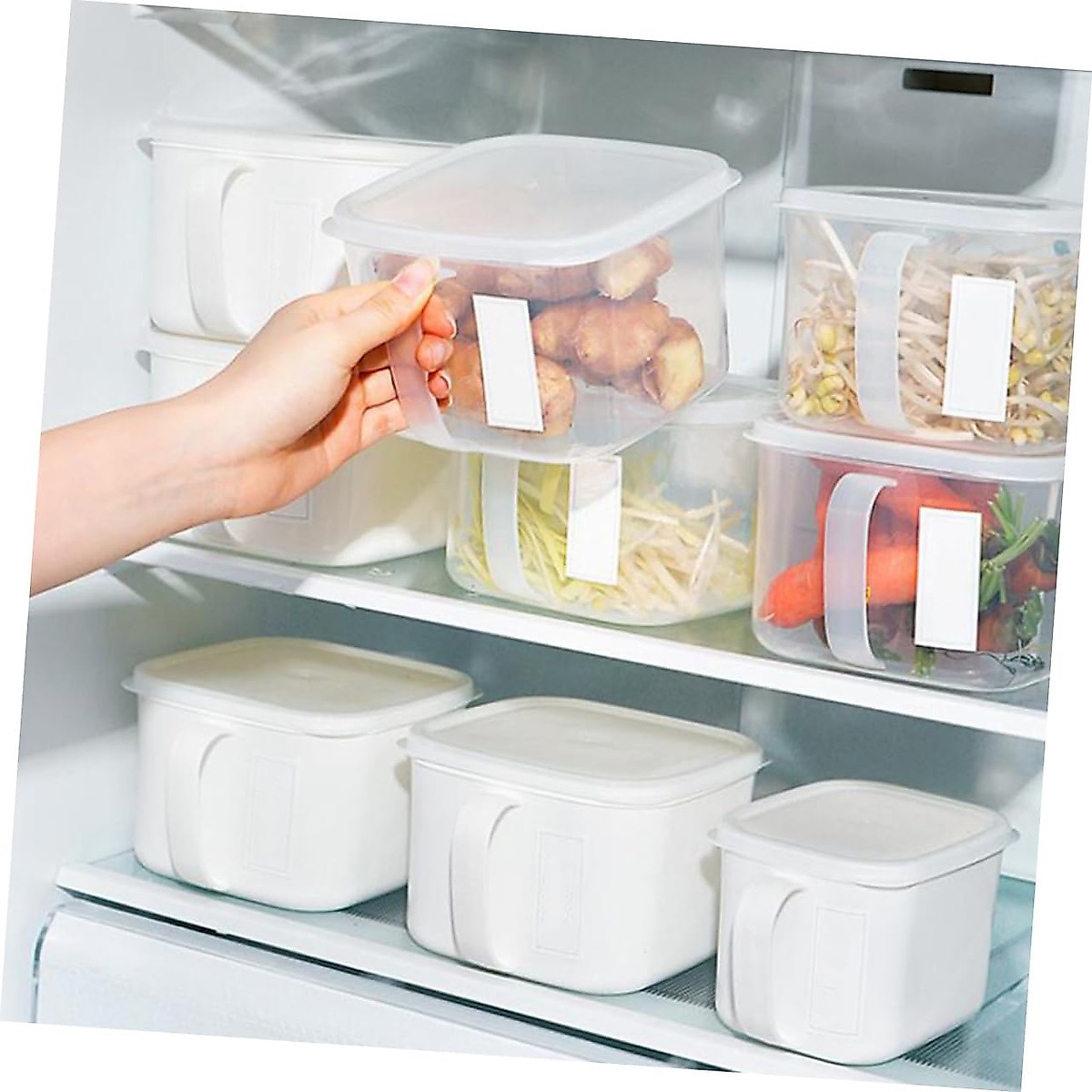 IMIKEYA Airtight Food Storage Container Handles 2-piece Set Home Food Containers Dry Food Can Kitchen Snack Box Plastic