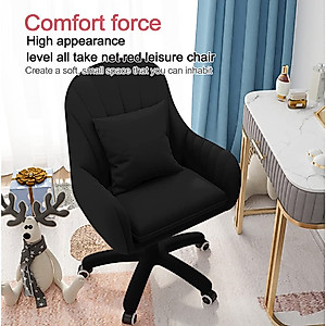 Home Office Chair Computer Chair with Mid-Back Upholstered Modern Tufted Computer Task Chair Swivel Height Adjustable Velvet Accent Chair Suitable for Bedroom, Study