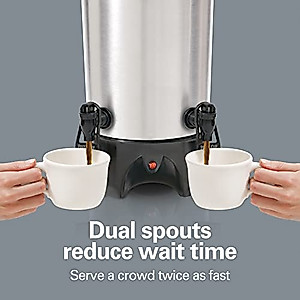 Hamilton Beach 45 Cup Coffee Urn and Hot Beverage Dispenser with Dual Spouts, Silver (40518)