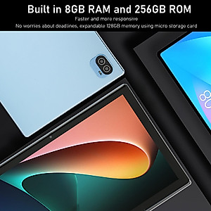 DAUERHAFT HD Tablet, 5GWIFI 100‑240V Dual Speakers Tablet PC 8GB RAM 256GB ROM Octa Core Processor for Android 12.0 for Entertainment for Work (US Plug)