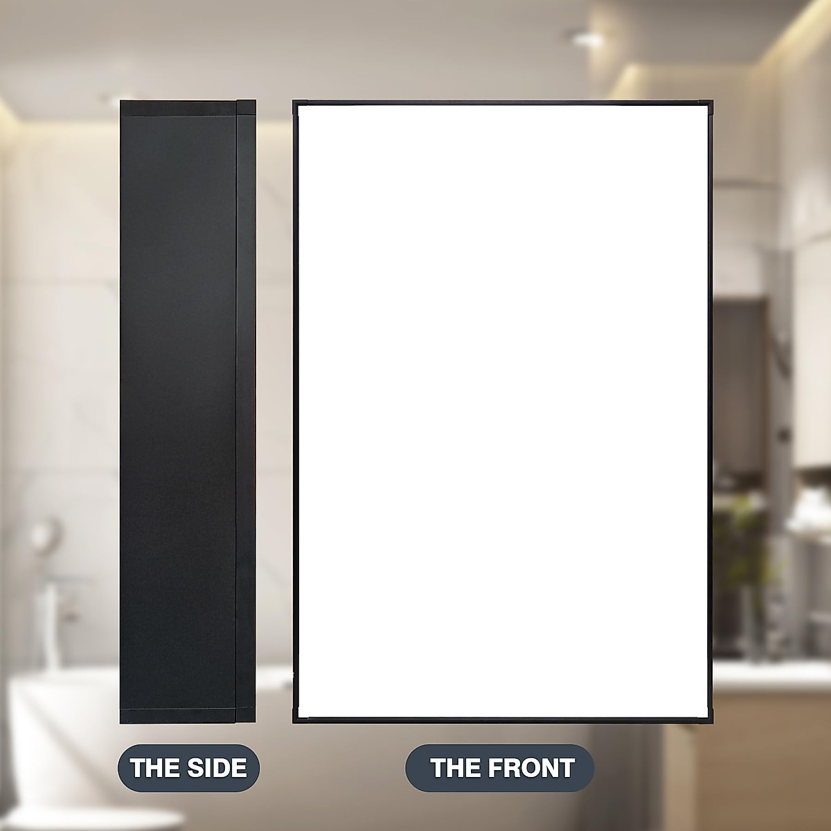 ANTIS'S HOME Medicine Cabinet, Black Bathroom Mirror with Storage, Mirror Cabinet Wall Mounted Aluminum Storage Cabinet, Rectangle Modern Vanity Cabinet, Non-recessed, 16 x 24 inch