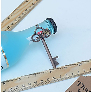 50 Pcs Copper Skeleton Key Beer Bottle Opener With 100 Pcs Thank You Card and 98 Feet Hemp Rope for Wedding Party Favors(50pcs Copper)
