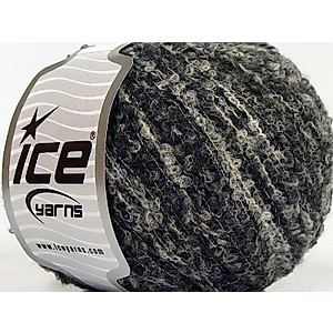 Black, Grey, Beige Alpaca Boucle Fine Yarn - Alpaca, Wool, Nylon, Acrylic Blend - Fine, Sport, Baby Weight, 50 Grams (1.75 Ounces) 200 Meters (218 Yards)