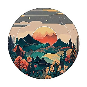 Mountain Wilderness Sunset Skyline Tree River Earthy Forest PopSockets Standard PopGrip