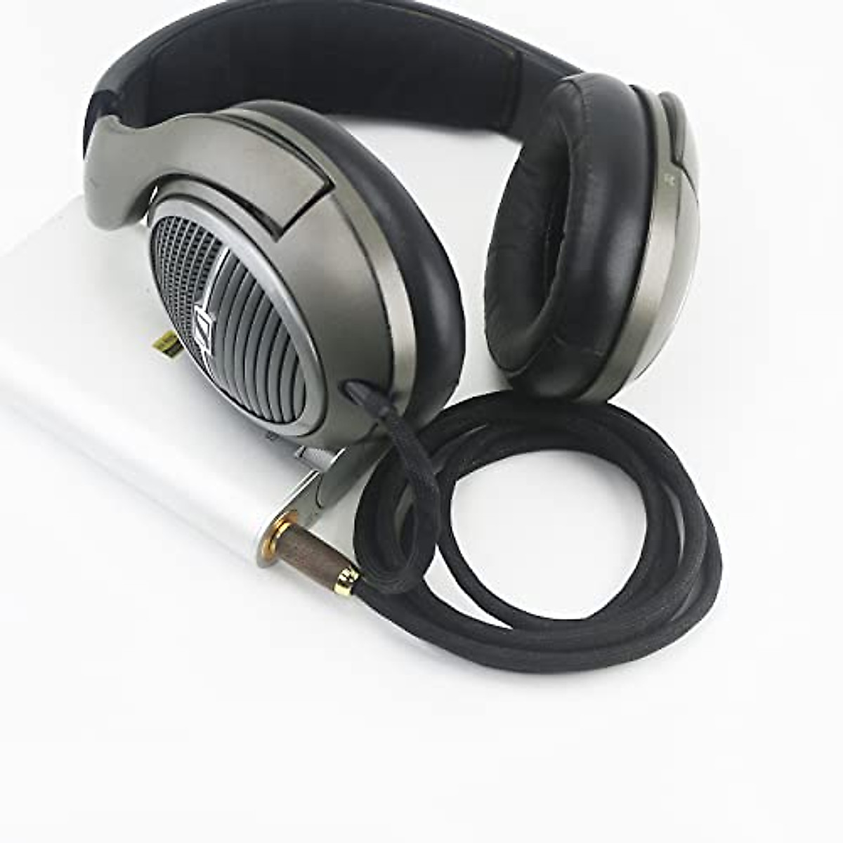 NewFantasia 4.4mm Balanced Male 6N OCC Copper Silver Plated Cord 4.4mm Balanced Cable Compatible with Sennheiser HD598 HD598 SE, HD560s HD598 Cs, HD598 SR, HD599 Headphone Walnut Wood Shell