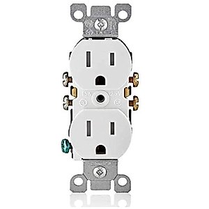 Leviton T5320-WMP M22-Straight Blade Tamper Resistant Duplex Receptacle, 125 V, 15 A, 2 Pole, 3 Wire, White, 2 Pack of 10