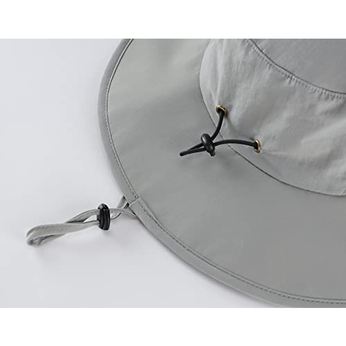 Home Prefer UPF50+ Mens Sun Hat with Neck Flap Wide Brim Mesh Fishing Hat Windproof Safari Hat Light Grey