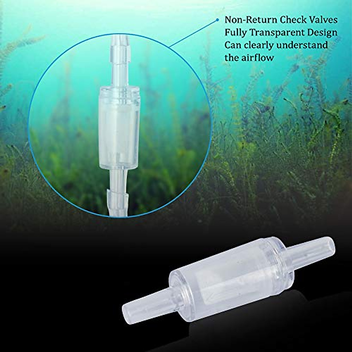 ZRDR Airline CO2 Tubing 16.4 Feet PU Aquarium CO2 Pressure Proof Tubing Trachea with Check Valves, Suction Cups, Soft and Transparent Aquarium Air Pump Accessories for Fish Tank