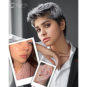 OUFER Nose Rings Hoops, 20G Hoop Nose Ring, 8mm Nosril Piercing Hoop, Stainless Steel Cartilage Tragus Helix Earrings Cartilage Earring 20g Nose Hoop for Women Men