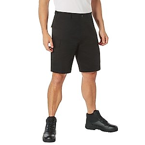 Rothco Men's Ultra Force Military Style BDU Combat Shorts, Black, Large Regular (Waist:35" to 39")