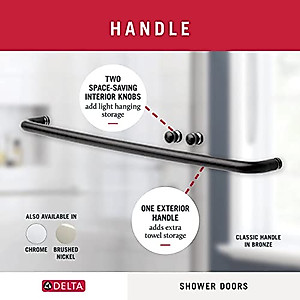 Delta Shower Doors SD3957028 Classic Semi-Frameless Contemporary Sliding Shower 60"x71", Bronze Track