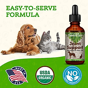 Animal Essentials Joint Support for Dogs & Cats - Joint Supplement, Liquid Joint Formula, Liquid Glucomasine, Organic Human Grade Herbs - 1 Fl Oz