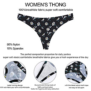 QOVOQ Thong underwear for women,No Show Breathable Cotton Womens Thongs Underwear Seamless Thongs for Women (Multicoloured E-10pack, Medium)
