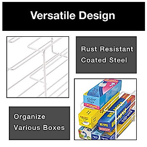 Smart Design 3-Tier Kitchen Foil Wrap Holder Organizer - Steel Metal Wire - Rust Resistant Finish - Pantry, Under Sink, Cabinet Organization - Kitchen (9.9 x 7 Inch) [White]