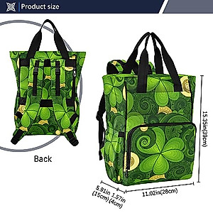 SPRIPORT St.patrick's Clover Coins Diaper Bag Backpack for Baby Boys Girls Baby Essentials Travel Tote with Stroller Straps & Bottle Storage Maternity Baby Changing Bags for Traveling Shopping Hiking