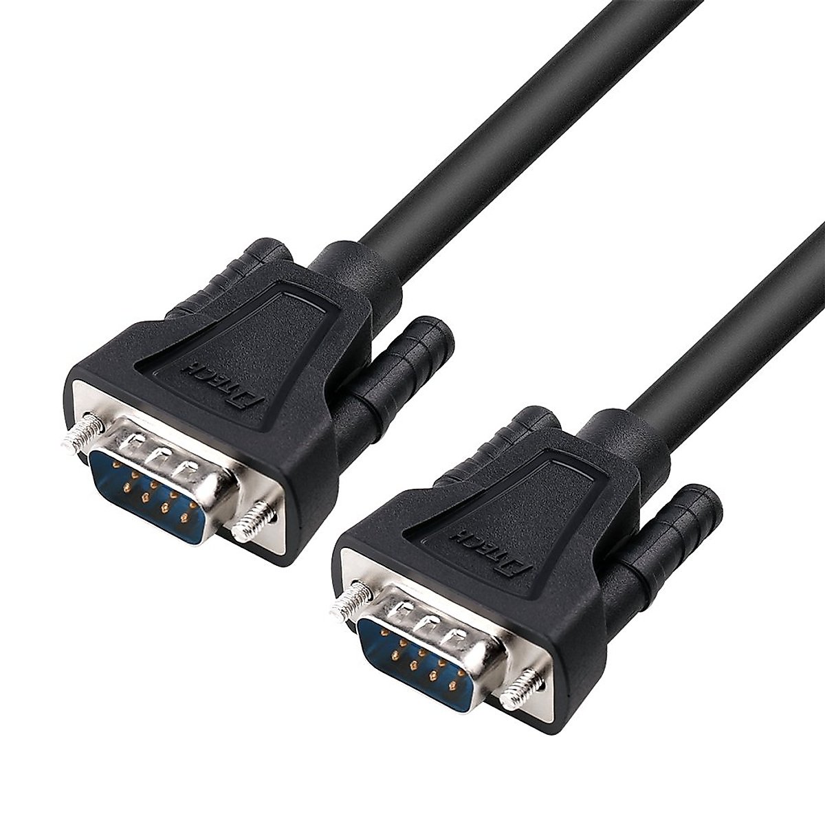 DTech 15ft DB9 RS232 Serial Cable Male to Male Null Modem Cord Full Handshaking 7 Wire Crossover for Data Communication Compatible with Computer Network Switch Router (15 Feet, Black)