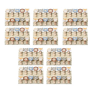 10Set/100PCS Wood Clips Animals with Twine Clothespins Cute Desk Decoration with Rope
