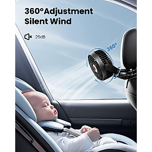 SHEWIND Stroller Fan, LED Light Portable Fan, 3600mAh Battery Operated Small Clip on Fan, 4 Speed Rechargeable Mini Personal Fan Cooling Travel Fan For Car Seat Crib Treadmill (Black)