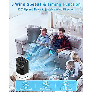 Portable Air Conditioners, Cooling Air Conditioners Fan, Personal Evaporative - Air Cooler Rechargable Mini Fans with 7-Color LED Light