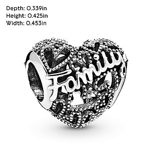 PANDORA Family Heart Charm - Compatible with PANDORA Moments Bracelets - Jewelry for Women - Made with Sterling Silver