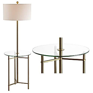 JONATHAN Y JYL3059A Charles 59" Metal/Glass LED Side Table and Floor Lamp Contemporary,Transitional for Bedrooms, Living Room, Office, Reading, Brass
