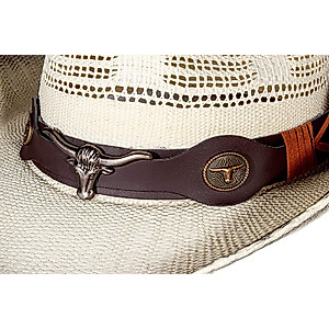 Enimay Western Outback Cowboy Hat Men's Women's Style Straw Felt (Beige/Brown Bullhead)