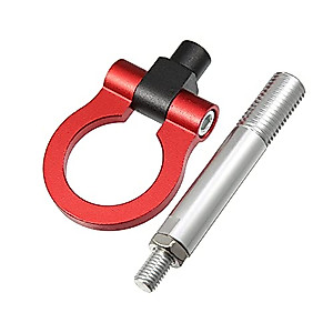 X AUTOHAUX Red Aluminum Alloy Round Front Rear Bumper Trailer Ring Eye Towing Tow Hook Screw for Hyundai Veloster 2012-2017