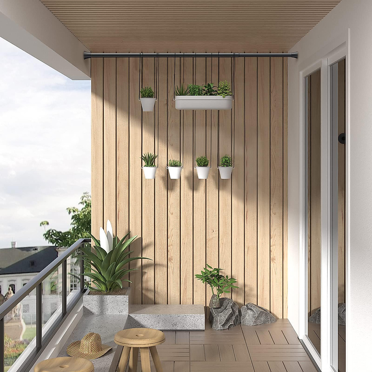 eboatop Tension Curtain Rod - Black Shower Curtain Rod - Adjustable 47 to 56 inch Spring Tension Shower Rod No Drilling Non Slip, Matte Black