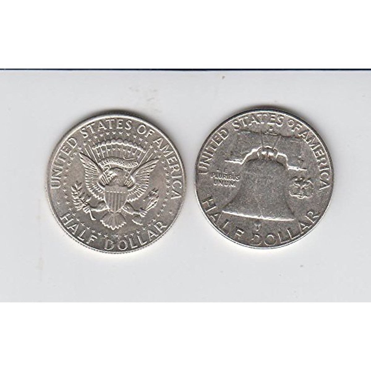 Franklin Kennedy Half Dollars (2) Coins Both 90% Silver XF-AU- Kennedy Half will always be 1964, Franklin date will varie XF-40