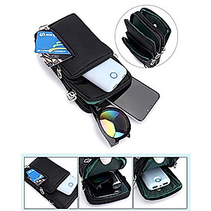 Zipper Crossbody Bag, Women Oxford 3-Layers Wristlet Shoulder Pouch Purse Armband Compatible for iPhone Xs Max 11 Pro Max XR X XS Max Samsung Galaxy S22 S21 FE S20 FE Google Pixel 6 5 4a 5G (Purple)