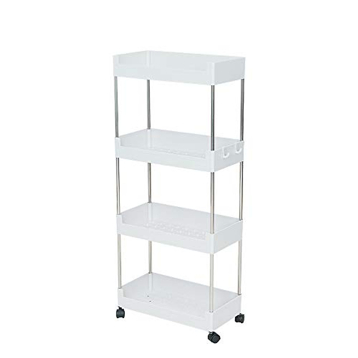 Farios 4-Tier Slim Shelving Unit, Storage Baskets, Narrow Slide Out Rolling Utility Cart, Mobile Shelving Unit Organizer