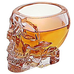 MyGift Clear Glass Novelty Skull Face Liquor Shooter Shot Glasses, Decorative Halloween Drinkware - 2.8 oz, Set of 6