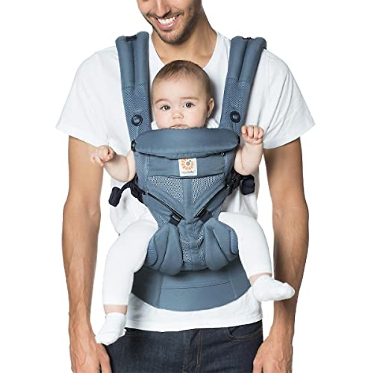 Ergobaby Omni 360 All-Position Baby Carrier for Newborn to Toddler with Lumbar Support & Cool Air Mesh (7-45 Lb), Oxford Blue