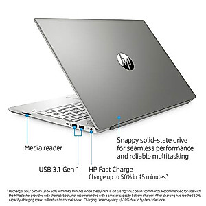 HP Pavilion 15-Inch HD Touchscreen Laptop, 10th Gen Intel Core i5-1035G1, 8 GB RAM, 512 GB Solid-State Drive, Windows 10 Home (15-cs3010nr, Mineral Silver)