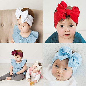 DeD 16 PCS Baby Nylon Headbands with Bows Stretchy Nylon Hairbands Hair Accessories for Newborns Infants Toddlers