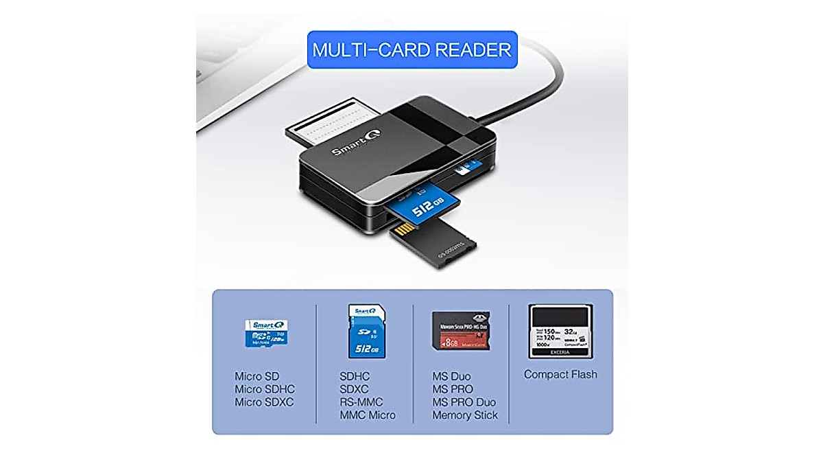 SmartQ C368 USB 3.0 SD Card Reader, Plug N Play, Apple and Windows Compatible, Powered by USB ...
