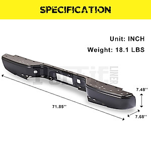 PERFIT LINER New Replacement Parts Rear Black Bumper Face Bar Compatible With 1999-2007 CHEVROLET/GMC Silverado Sierra Pickup Truck 1500 2500 3500 HD GM1102412 88944059