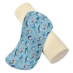 Vnurnrn Shark Water Blue Neck Support Pillow Round Neck Roll Bolster Cylinder Pillow Cervical Pillows Arm Pillow for Leg Knee Back Head Support for Gifts Camp Study Work