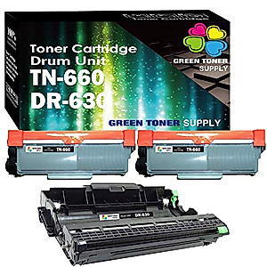 (Toner &Drum) GTS Compatible DR 630 Drum Unit and TN 660 Toner Cartridges Replacement for TN660 DR630 Combo for use in DCP-L2520DW DCP-L2540DW HL-L2300D HL-L2340DW MFC-L2700DW Printer (Pack of 3)