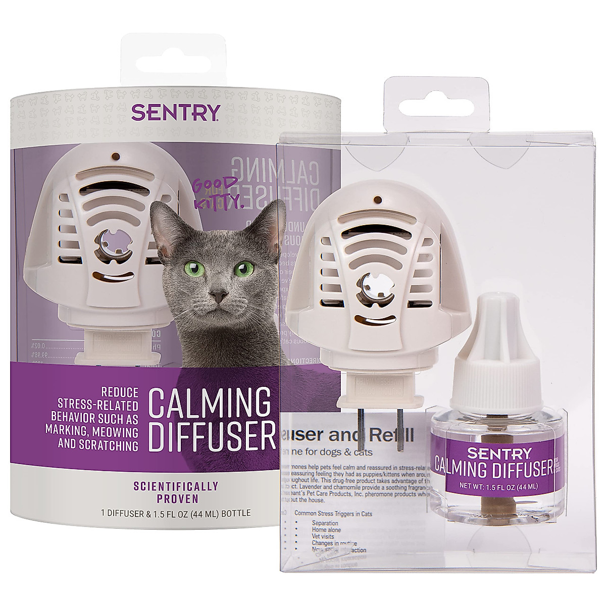 Sentry Calming Diffuser for Cats, Plug-in Cat Pheromone Diffuser, Reduces Stress and Bad Behavior, 30-Day Release