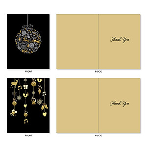 The Best Card Company - 20 Christmas Thank You Cards Boxed (10 Designs, 2 Each) - Assorted Gratitude Cards (4 x 5.12 Inch) (Not Gold Foil) - Golden Holidays AM6723XTG-B2x10