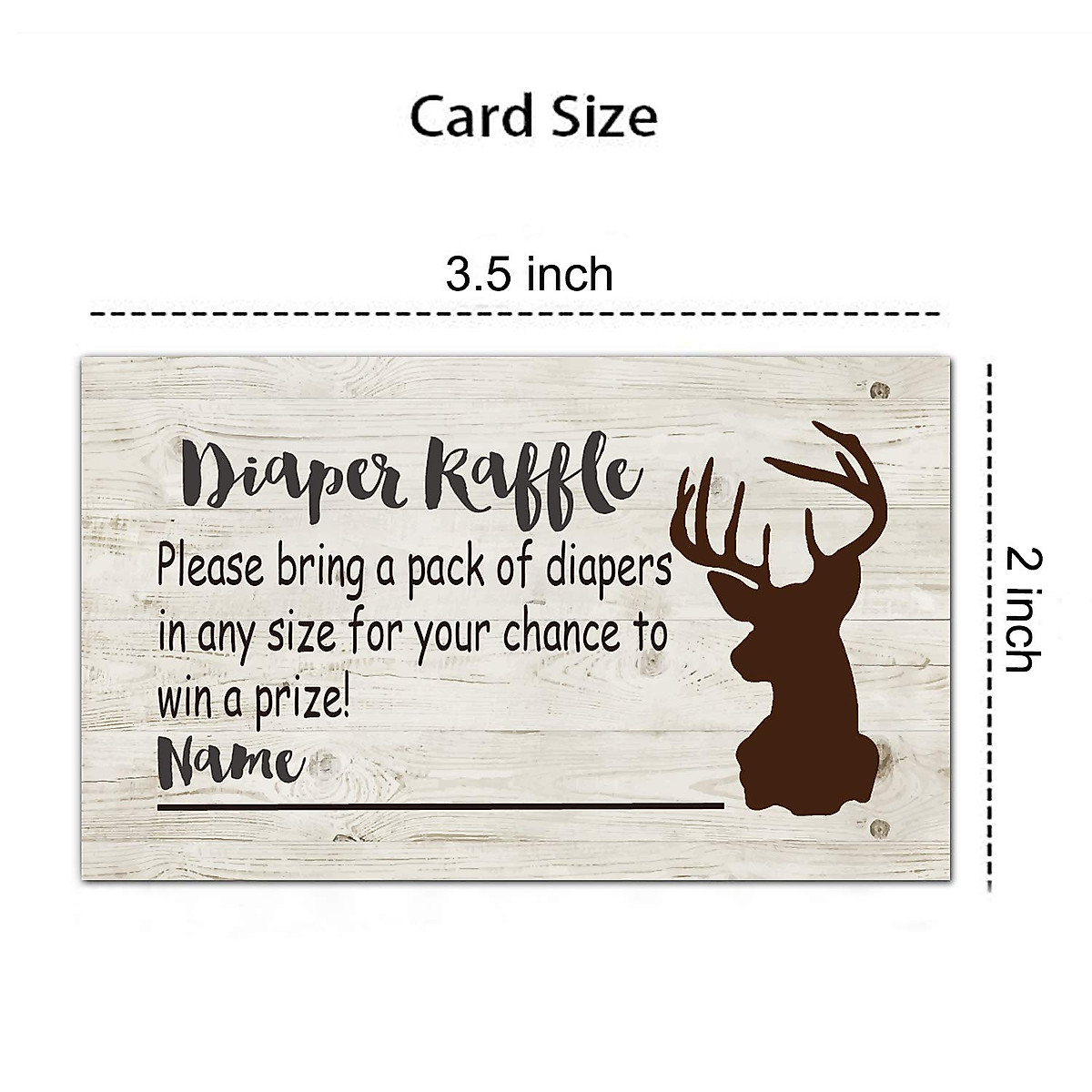 None Brand Diaper Raffle Tickets for Baby Shower (50 Count) 3.5" x 2" with Name Line, Deer Baby Shower Games Invitations Inserts Request Cards