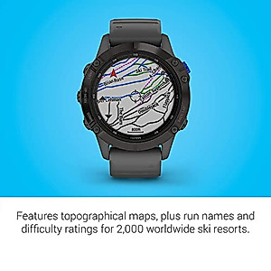 Garmin Fenix 6 Pro Solar (GPS,1.4 inches) Solar-Powered Multisport, Advanced Training Features and Data, Black with Slate Gray Band (Renewed)