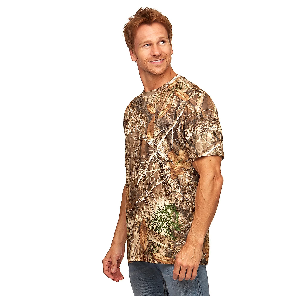 Realtree Men's Essential Camo Lightweight Performance Short Sleeve Shirt (RT Edge, Large)