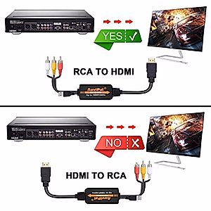 AuviPal RCA to HDMI Converter for Playing VHS/VCR/DVD Player/Game Consoles on Modern TV All-in-One 3RCA Composite AV to HDMI Video Adapter