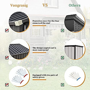 Vongrasig 6 x 4 x 6 FT Outdoor Storage Shed Clearance with Lockable Door Metal Garden Shed Steel Anti-Corrosion Storage House Waterproof Tool Shed for Backyard Patio, Lawn and Garden (Gray)