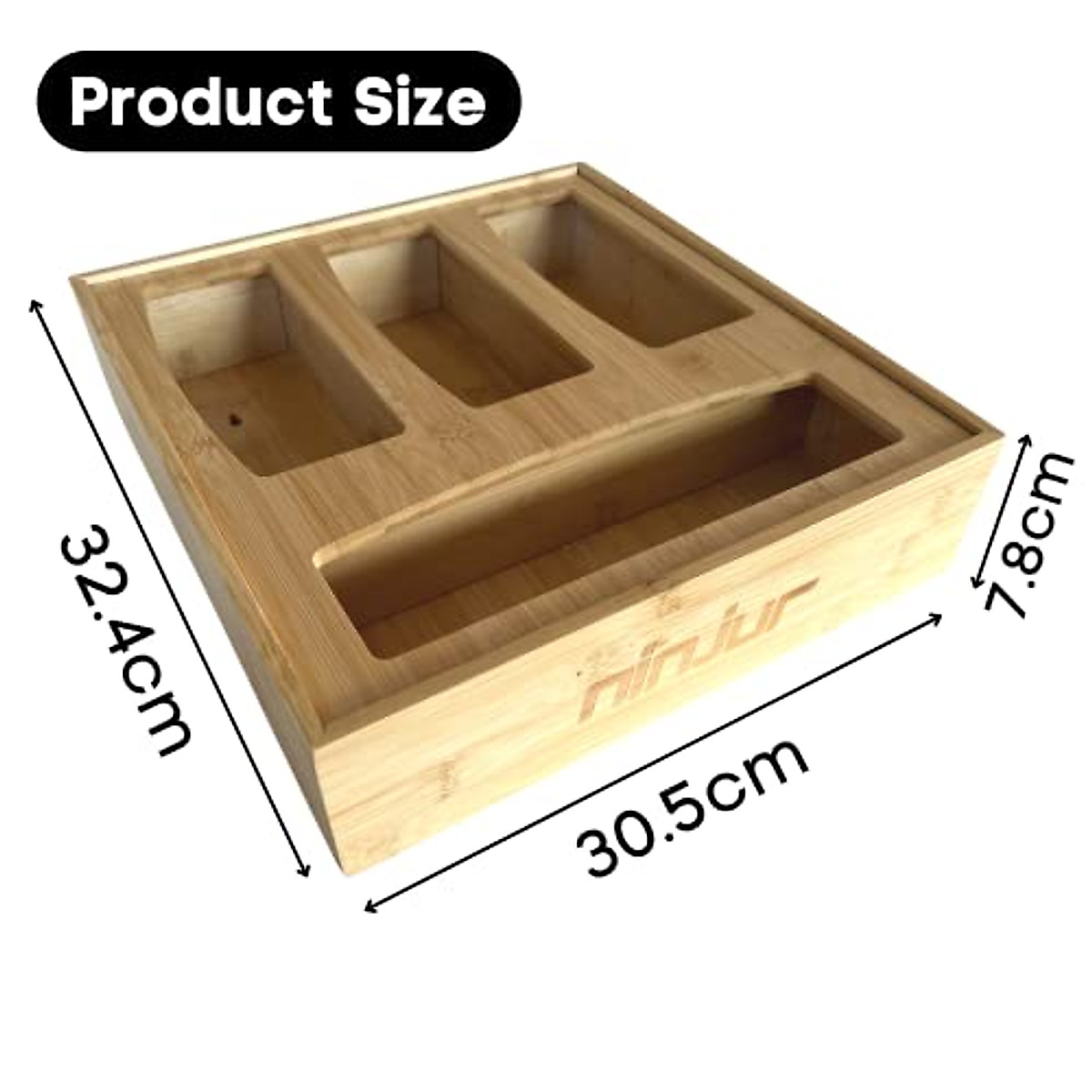 Ninjur Bamboo Ziploc Bag Storage Organizer & Dispenser for Kitchen Drawer – Food Baggie Organization Holder with Slider - Compatible with Gallon, Quart, Sandwich and Snack Plastic Bags